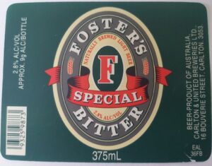 Drink Label: Fosters Special Bitter (Foster's Group, AustraliaCol:AU ...