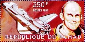 Stamp: Space Lab and Space Shuttle, NASA, ESA, Thomas Mattingly, US ...