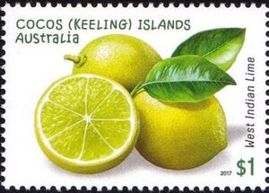Stamp: West Indian Lime (Cocos (Keeling) Islands(Fruits of the Garden ...