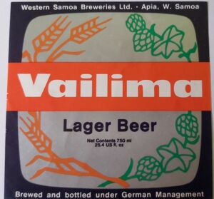 Drink Label: Vailima Lager Beer (Samoa Breweries Limited, SamoaCol:WS ...