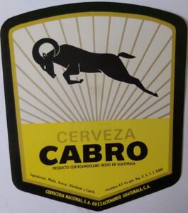 Drink Label: Cabro Cerveza (Cervecería Nacional, S.A., GuatemalaCol:GT ...
