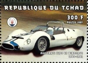 Stamp: Maserati Tipo 63 Birdcage (Chad) (Classic Sports Cars (1998)) Mi ...
