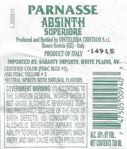 Drink Label: Parnasse Absinth Superiore (Distilleria Cristiani S.r.l ...
