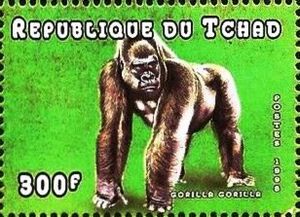 Stamp: Gorilla (Chad(Gorillas and Chimpanzees (1998)) Mi:TD 1698,Sn:TD 770b