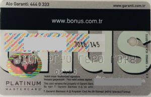 Bank Card: Bonus Platinum (Garanti Bankası, Türkiye (Turkey)Col:TR-MC-0416