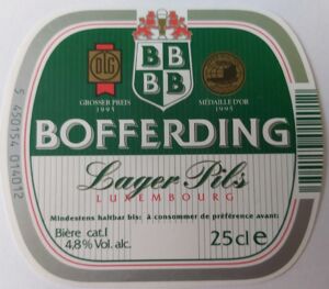 Drink Label: Bofferding Lager Pils (Brasserie Nationale, LuxembourgCol ...