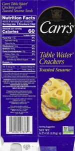Food Label: Carr's Table Crackers Toasted Sesame (Carr's of Carlisle ...