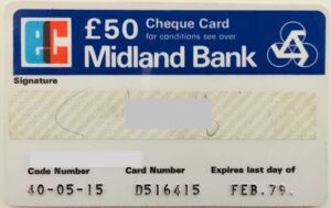 Bank Card: EC Midland Bank Cheque Card (Midland Bank, United Kingdom of ...