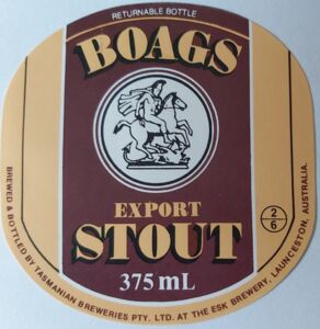 Drink Label: Boags Export Stout (J. Boag And Son Brewing LTD ...