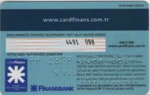 Bank Card: Card Finans - Classic (Finansbank, Türkiye (Turkey)Col:TR-VI ...