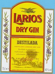Drink Label: Larios (Larios S.A., SpainCol:ES-GIN-000003