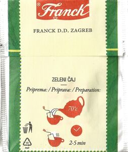 Tea Bag: zeleni čaj, fs ®, bs 2 black signs, yellow stripe on flap ...