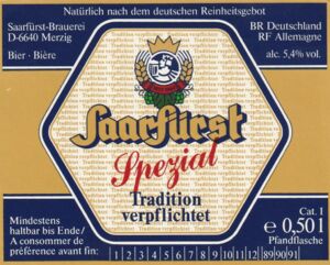 Drink Label: Saarfürst Spezial (Saarfürst Brauerei, Germany, Federal RepublicCol:DE-BEER-006379