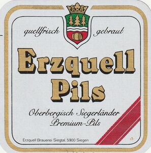 Drink Label: Erzquell Pils (Erzquell Brauerei Bielstein/Wiehl + Siegtal/Siegen, Germany, Federal ...