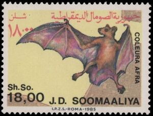 Timbre: Angolan Free-tailed Bat (Coleura afra) (Somalie(Bats) Mi:SO 377 ...