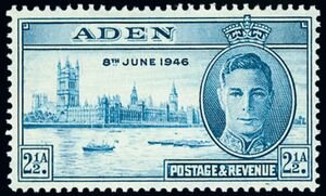 Stamp: King George VI and Houses of Parliament, London (Aden(Peace and ...