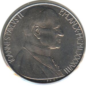 Coin: 50 Lire (Creation of Eva) (Vatican City) (1978~2001 - 264th Pope ...