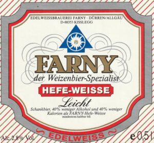 Dranketiket: Farny Hefe-Weisse (Edelweissbrauerei Farny, DuitslandCol ...