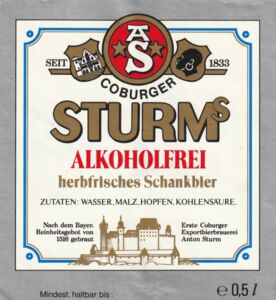 Etiqueta de Bebida: Sturm´s Alkoholfrei (Privatbrauerei Anton Sturm ...