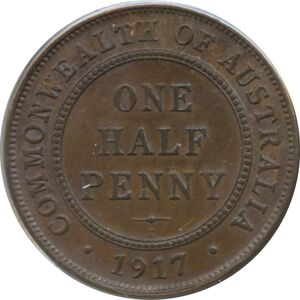 Moneda: ½ Penny (Australia(1910~1936 - George V) Col:AU-000001,WCC:km22 🪙