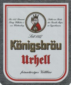 Drink Label: Königsbräu Urhell (Brauerei Oggenhausen, Germany, Federal ...