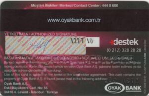Bank Card: Maximum Oyak Bank (Oyak Bank A.Ş., Turkey) Col:TR-MC-0446