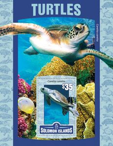Stamp: The Loggerhead Sea Turtle (Caretta caretta) (Solomon Islands ...