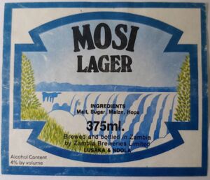 Drink Label: Mosi Lager (Zambian Breweries PLC, ZambiaCol:ZM-BEER-000012