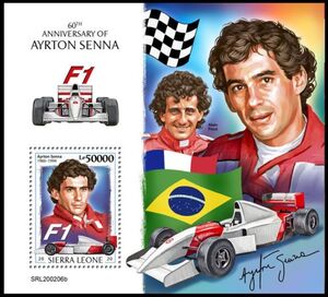 Stamp: 60th Anniversary of the Birth of Ayrton Senna (Sierra Leone ...