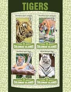 Stamp: Tigers (Solomon Islands(Tigers (2016)) Mi:SB 3591-3594KB,Sn:SB ...