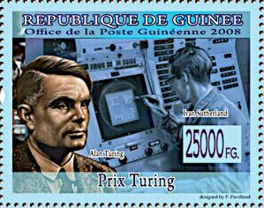 Stamp: Alan Turing and Ivan Sutherland (Guinea) (Turing Prize) Mi:GN 5942