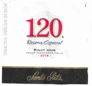 Drink Label: 2016 Santa Rita 120 Heroes Pinot Noir (Viña Santa Rita S.A ...
