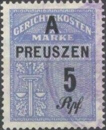 Stamp: Value next to scales with A Overprint - Prussia (German Realm ...
