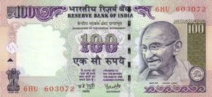 Bancnote: 100 Rupees (India(Emisiunea 2005-2012 "Ghandi") Wor:P-98e