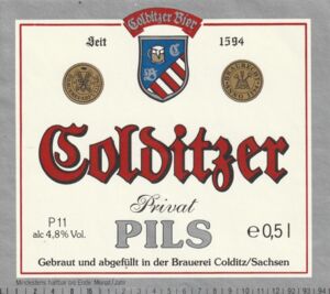 Drink Label: Colditzer Pils (Brauerei Colditz, Germany, Federal ...