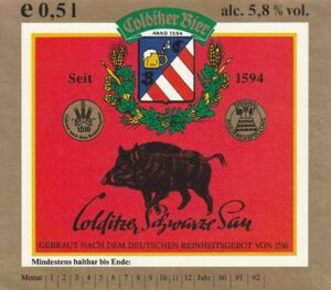 Drink Label: Colditzer Schwarze Sau (Brauerei Colditz, Germany, Federal ...