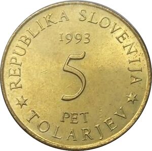 Münze: 5 Tolarjev (400th Anniversary of the Battle of Sisak) (Slowenien) (1991-2006 Tolar ...
