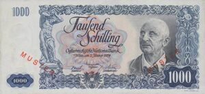Banknote: 1,000 Schilling (Austria(1949-1954 Issue) Wor:P-135s