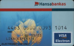 Bank Card: Visa Electron "Plants" (Hansabankas, Lithuania) Col:LT-VE ...