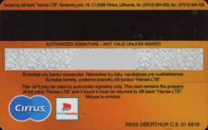 Bank Card: Apple (Hansabankas, LithuaniaCol:LT-MS-0022.05
