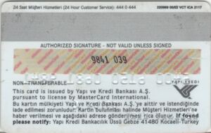Bank Card: World Card (Yapi Kredi Bankasi, Turkey) Col:TR-MC-0270.03