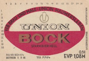 Drink Label: Union Bock (Brauerei Hadmersleben, Germany, Democratic ...