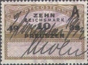 Stamp: Court Revenue with a 10 Mark and A Overprint - Prussia (German ...