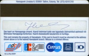 Bank Card: Jumping boy (Hansapank, EstoniaCol:EE-MS-0004