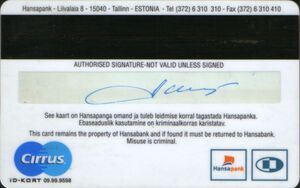 Bank Card: Statoil extra-1 (Hansapank, EstoniaCol:EE-MS-0011