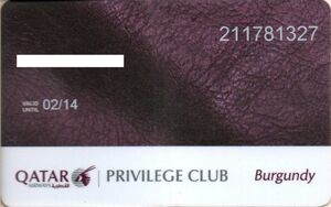 Functional Card: Qatar Airways Privilege Club Burgundy (Airlines, Qatar ...