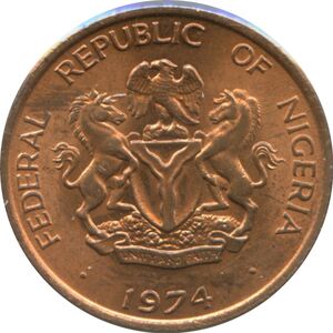Coin: 1 Kobo (Nigeria(1973~1986 - 1st Naira Circulation series) Col:NG ...