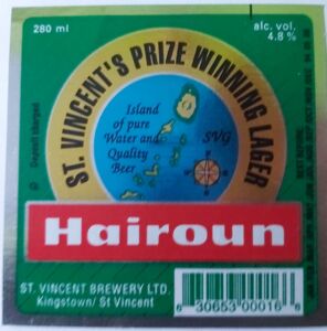 Etiqueta de bebida: Hairoun (St. Vincent Brewery Ltd., San Vicente y ...