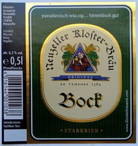 Drink Label: Neuzeller Bock (Klosterbrauerei Neuzelle GmbH, Germany, Federal RepublicCol:DE-BEER ...
