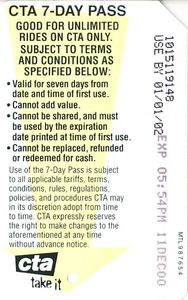 Transport Ticket: Bus - 7-day pass (CTA-Chicago, United States of ...